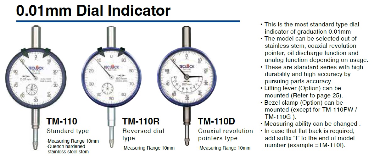 Ichiban Precision Sdn Bhd - Teclock - Teclock Dial Indicators, Small Dial Indicators